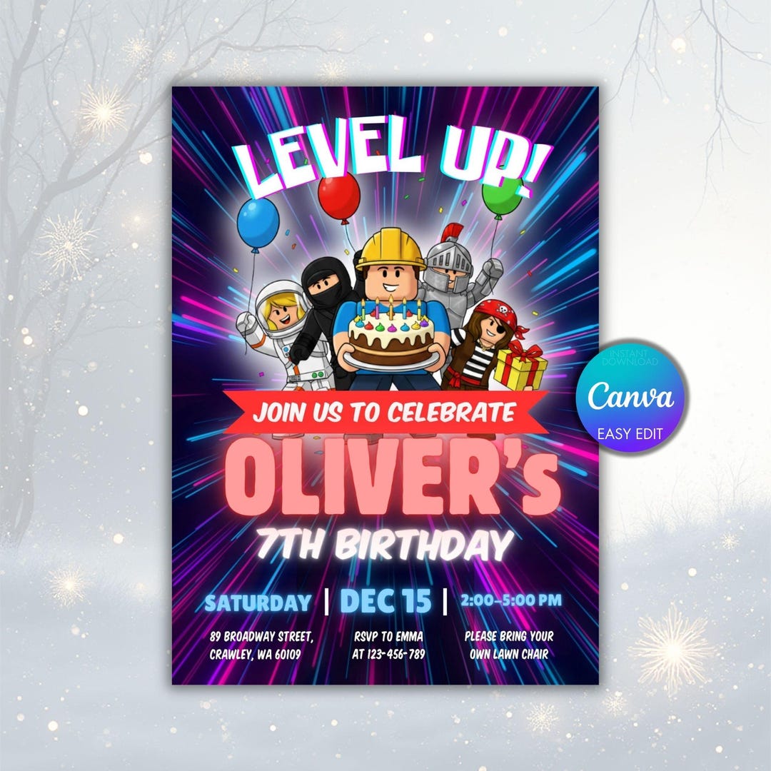 Video Game Birthday Invitation: Level up Birthday Invite, Block ...