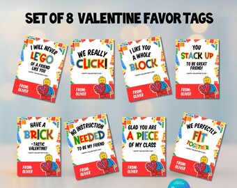 Brick Valentine Gift Tags Printable, Building Block Friendship Cards ...
