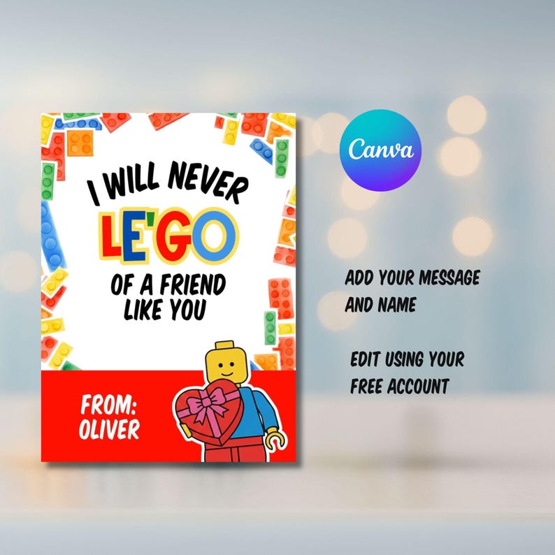 Brick Valentine Gift Tags Printable, Building Block Friendship Cards ...