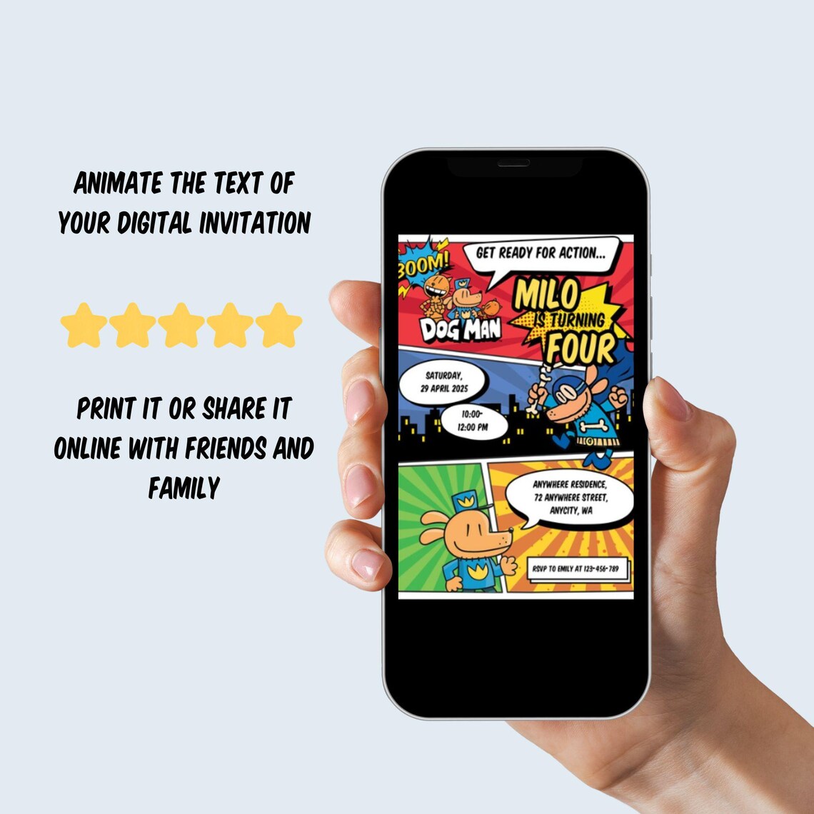 Dog Man Birthday Invitation, Editable Comic Invite, Printable Dogman ...