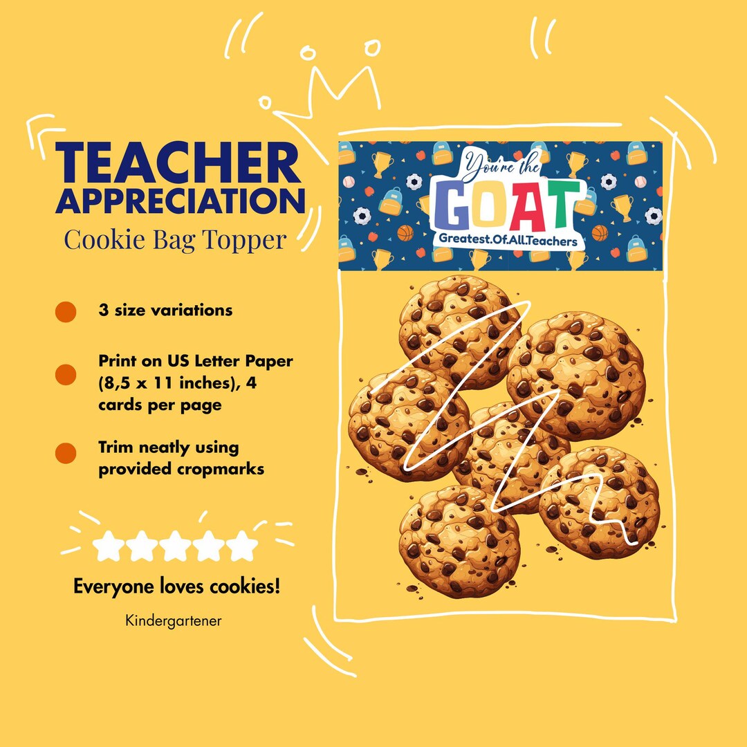 Printable Teacher Appreciation Cookie Toppers, Thank You Teacher Treat ...