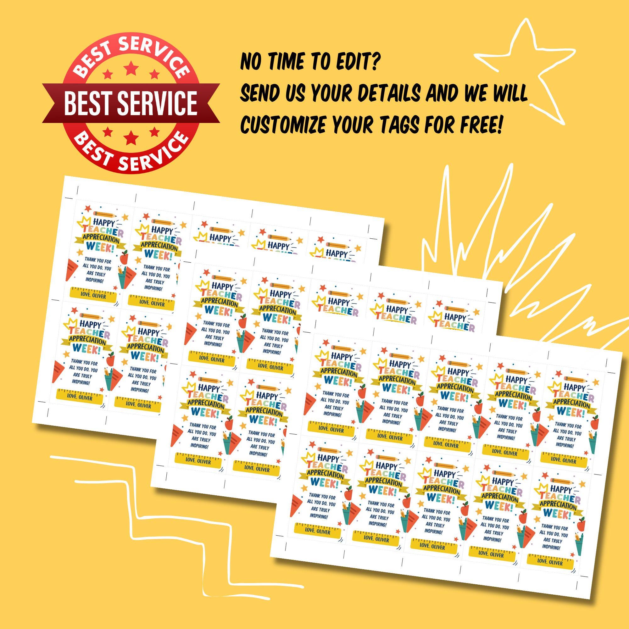 Editable Teacher Appreciation Gift Tags: Canva Template (digital ...