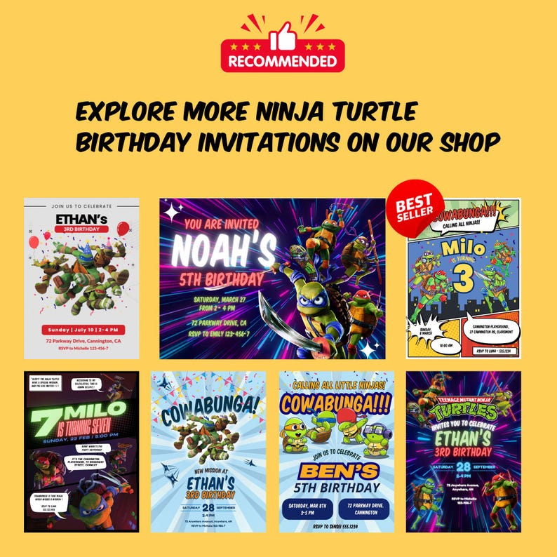 Editable Ninja Turtle Birthday Invitation, Digital & Printable Comic ...