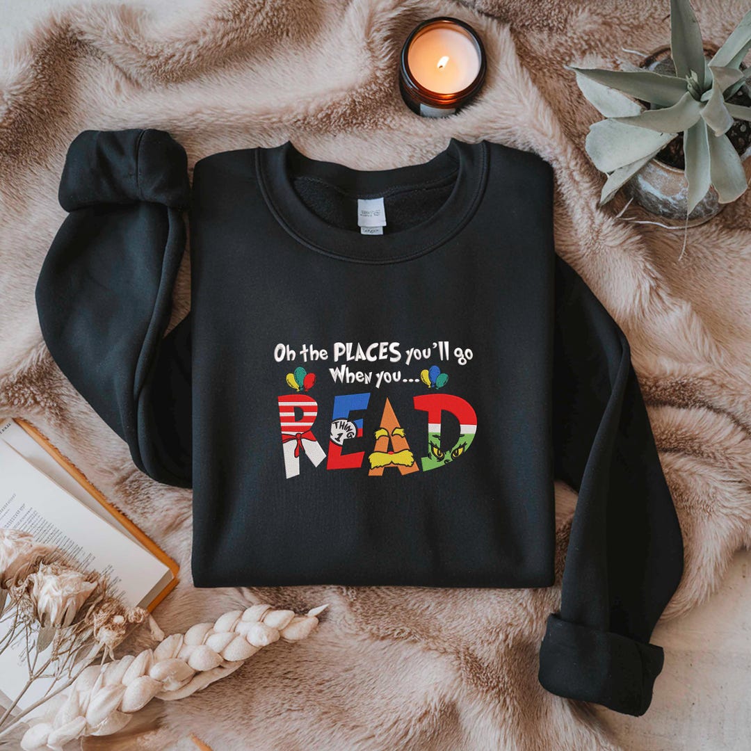 Read Across America Embroidery, Oh the Places You'll Go Read Embroidery ...