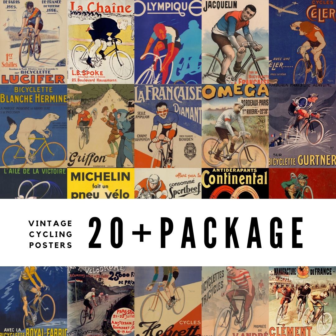 Vintage Cycling Poster Collection: 20+ Bicycle Art Prints (digital ...