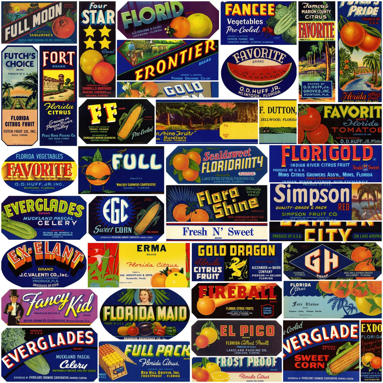 650+ Vintage Florida Crate Labels (1930–1950) / Fruit & Produce ...