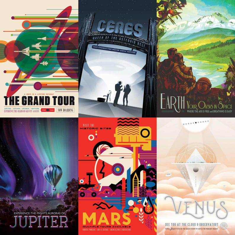 NASA Space Tourism Poster Set: 19 Retro Sci-fi Prints (digital Download) - Etsy