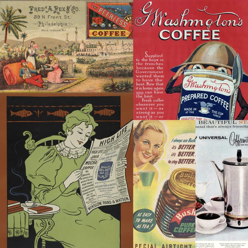 50+ Vintage Coffee Advertising Posters / High-quality Digital Downloads ...