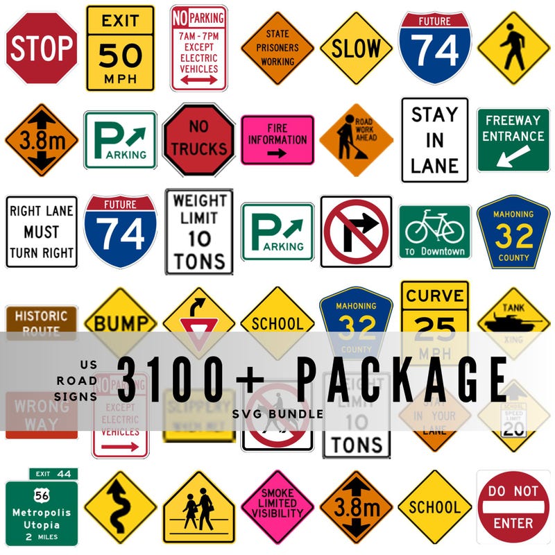 Road and a Safety Sign - Etsy