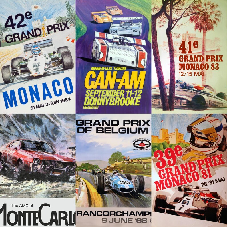 Vintage Racing Posters: Monaco & F1 Classics (digital Download, 30+) - Etsy