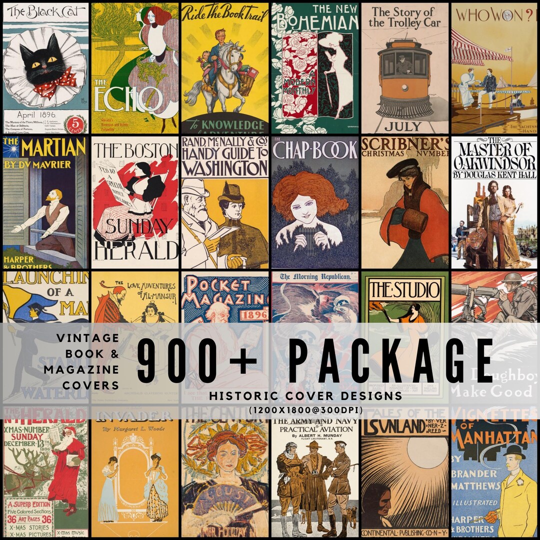 900+ Vintage Book & Magazine Covers / Antique Print Designs / Retro ...