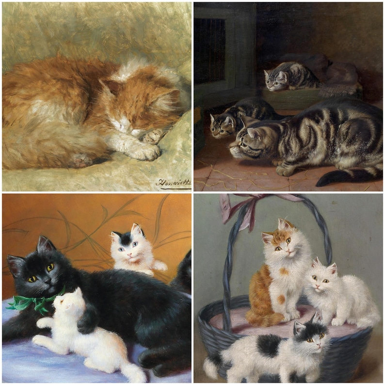 60+ Antique Cat Paintings – High-res Vintage Feline Art Prints in TIFF ...