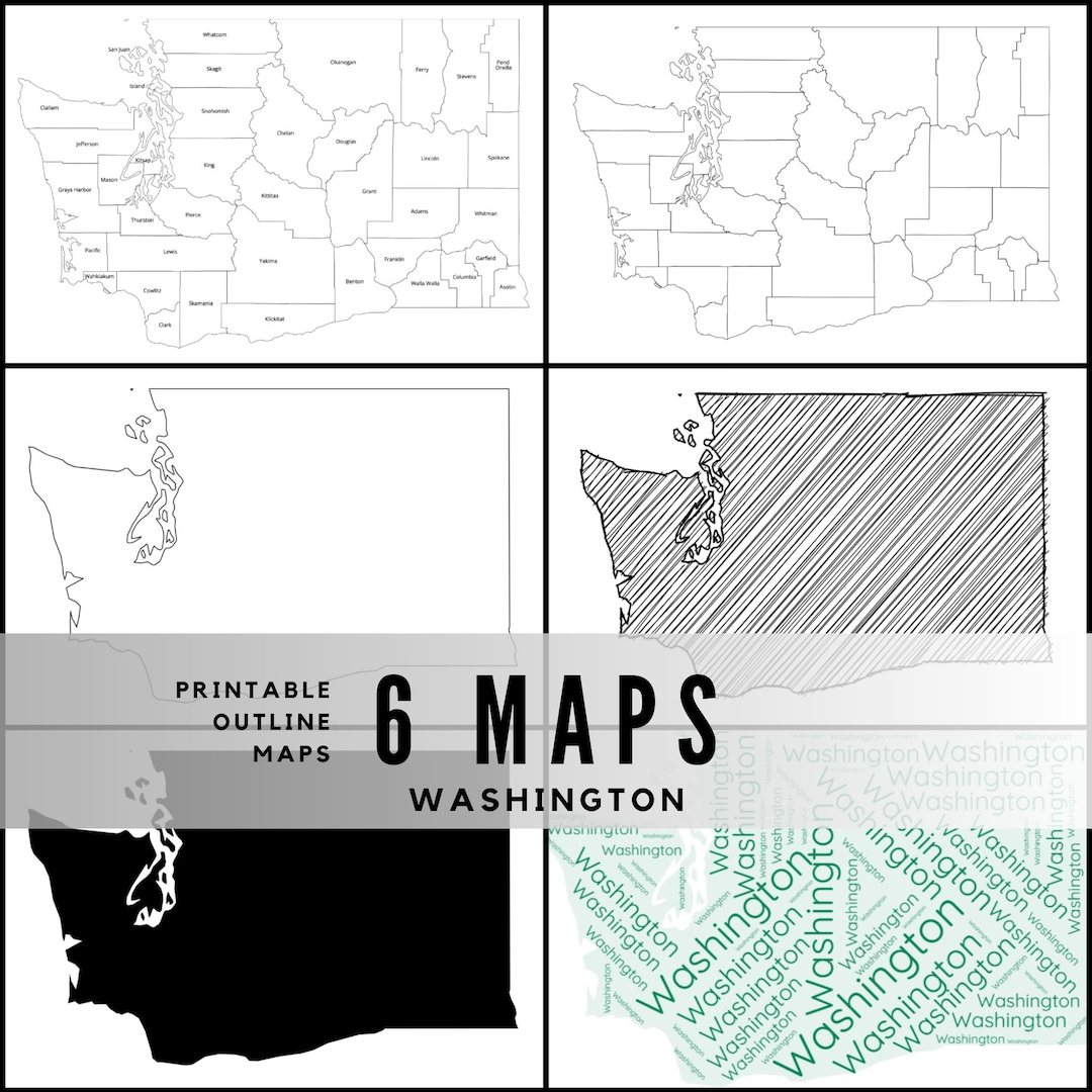 Printable Washington Maps / State Outline and Labeled Geography Sheets ...