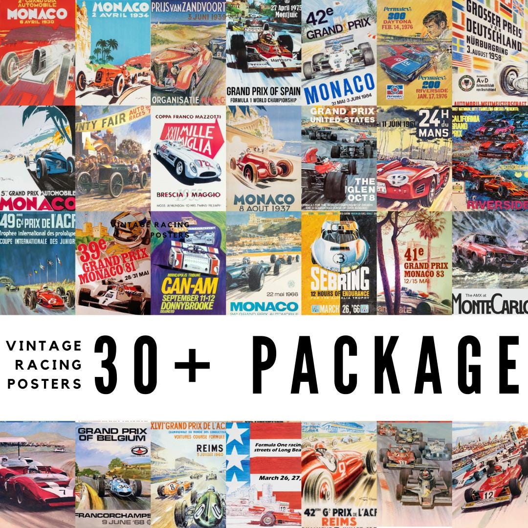 Vintage Racing Posters: Monaco & F1 Classics (digital Download, 30+) - Etsy