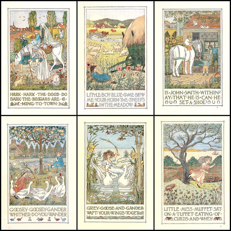20 Nursery Rhyme Illustrations by F.D. Bedford – Vintage British Art ...