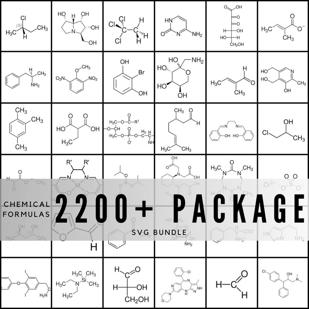 Chemical Formulas SVG Bundle: 2200+ Science Vector Graphics (digital ...