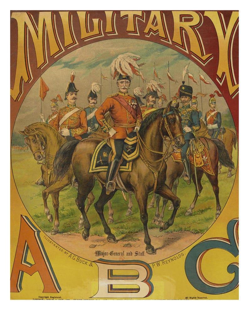 Vintage Military Alphabet Book – 1889 Illustrated ABC | Digital ...