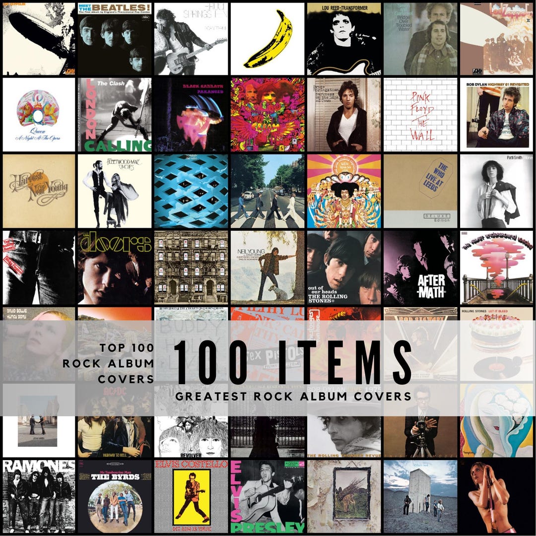 100 Top Rock Album Covers / Iconic Music Artwork JPG Digital Collection ...