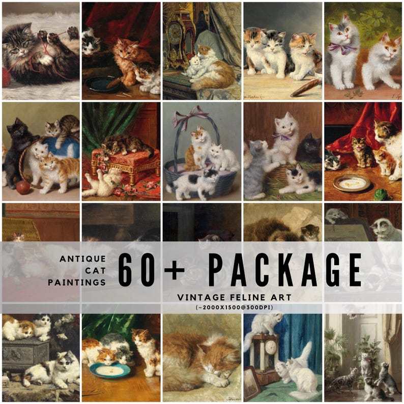 60+ Antique Cat Paintings – High-res Vintage Feline Art Prints in TIFF ...