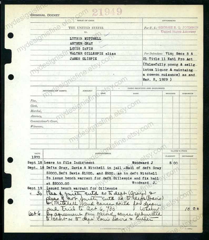 100 Vintage Criminal Records / 1930s Police Rap Sheets for Junk ...
