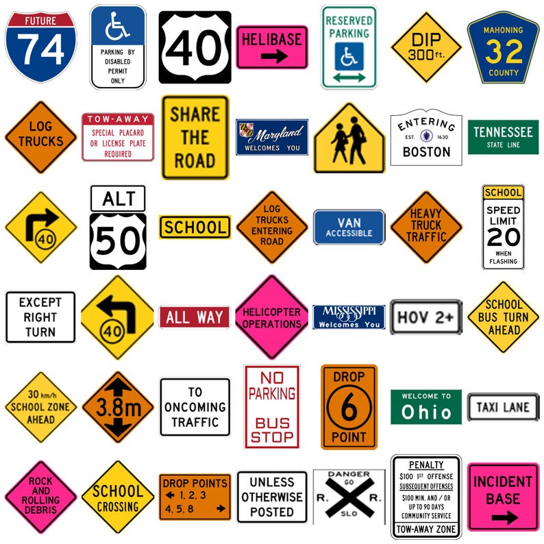 US Road Sign SVG Bundle: 3100+ Mutcd-compliant Traffic Symbols (digital ...