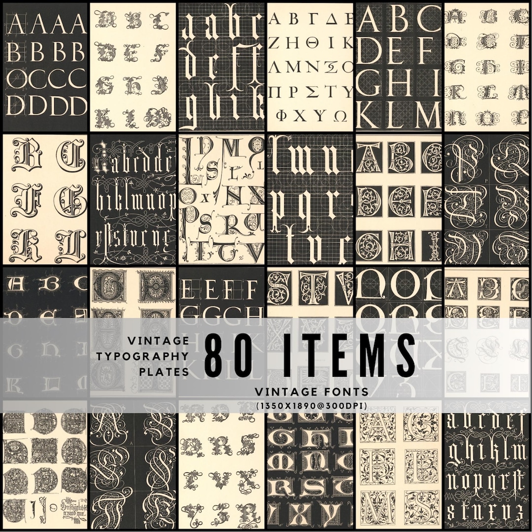 80 Classic Typography Plates – Vintage Fonts & Letterforms, Historic ...