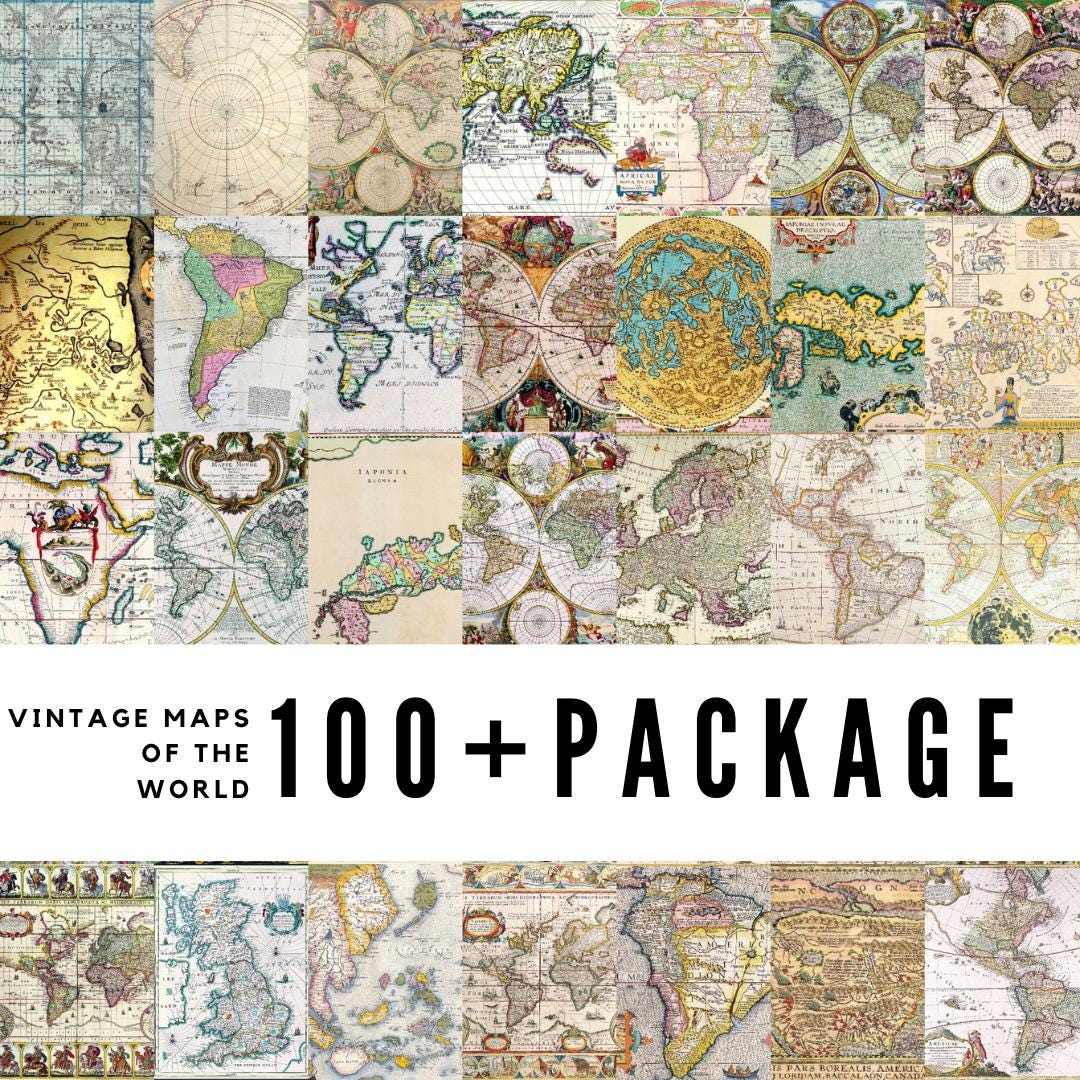 Vintage World Maps: Antique Cartography Prints (digital Download, 100+) - Etsy