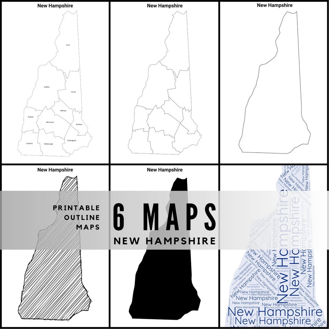 Printable New Hampshire Maps / State Outline and Labeled Geography ...
