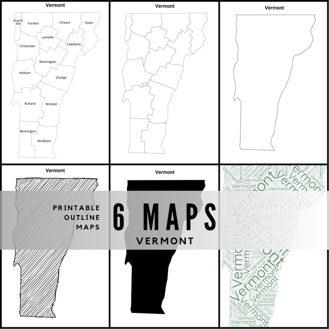 Printable Vermont Maps / State Outline and Labeled Geography Sheets ...