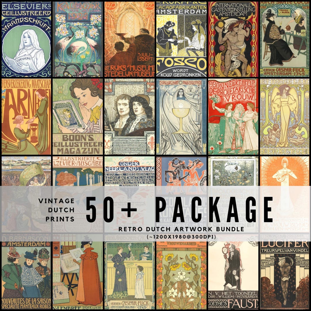 50+ Vintage Dutch Prints / Retro Graphic Design Collection / Classic ...