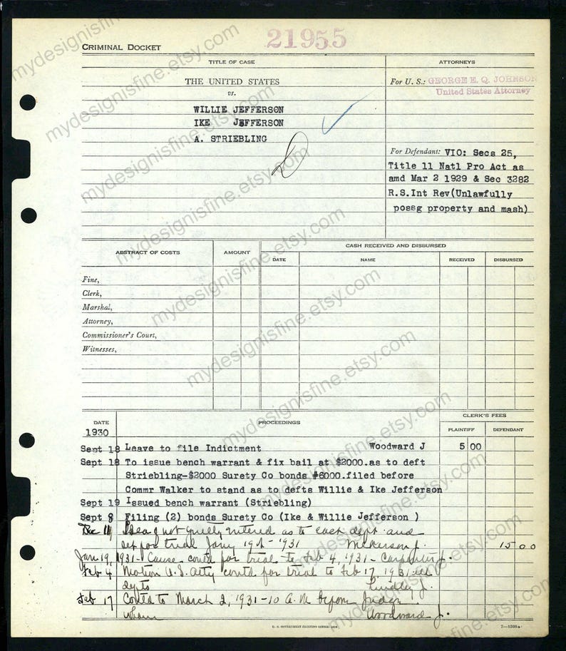 100 Vintage Criminal Records / 1930s Police Rap Sheets for Junk ...