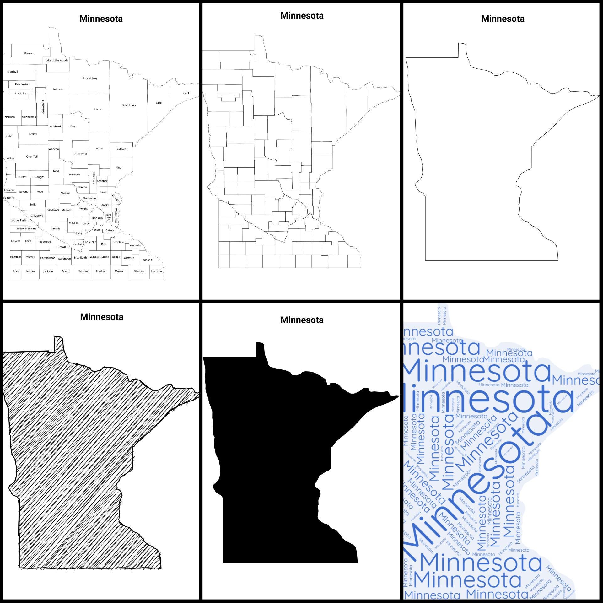 Printable Minnesota Maps / State Outline and Labeled Geography Sheets ...
