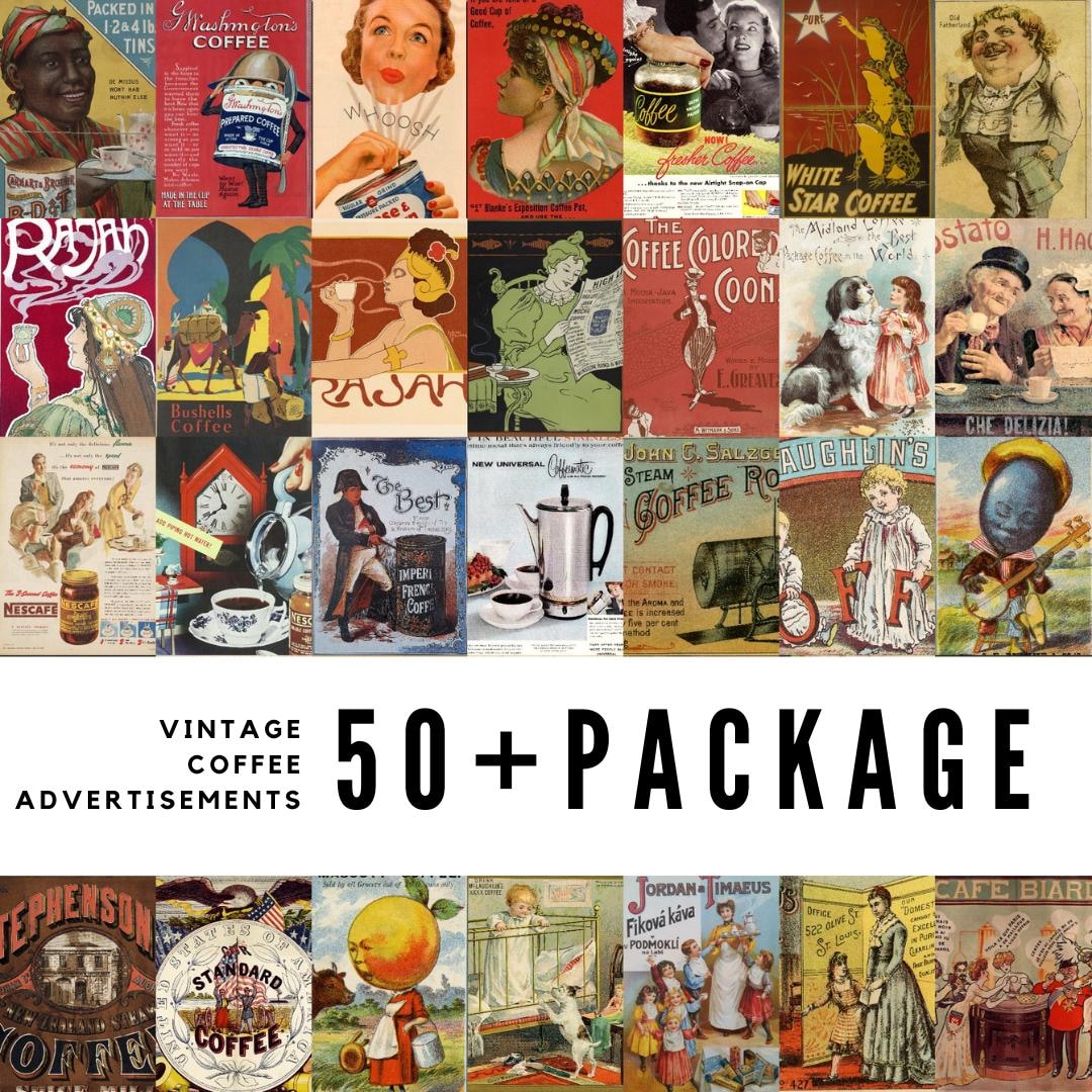 50+ Vintage Coffee Advertising Posters / High-quality Digital Downloads ...