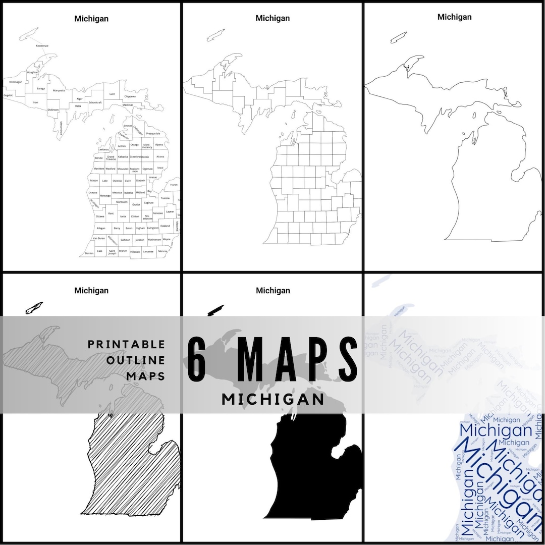 Printable Michigan Maps / State Outline and Labeled Geography Sheets ...