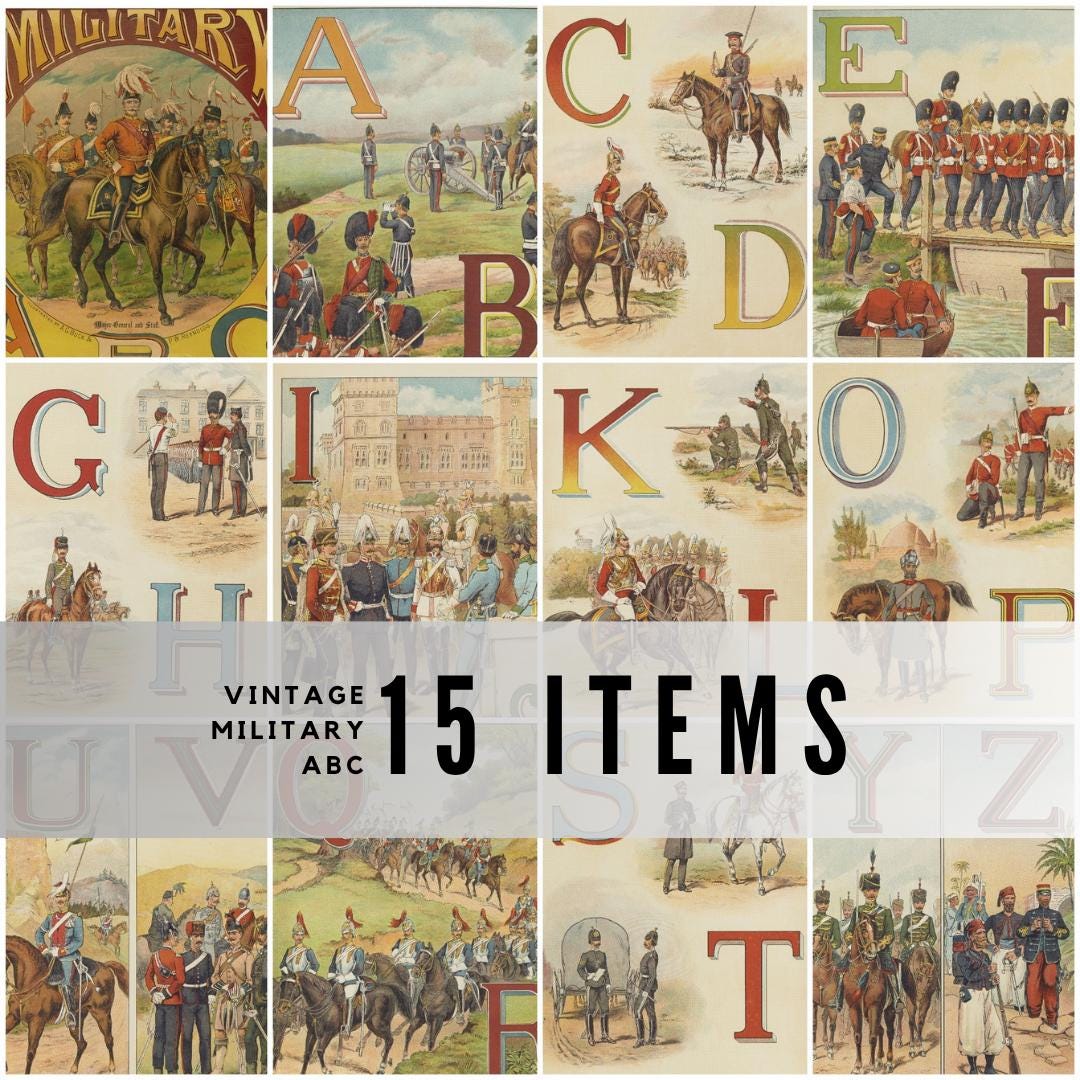 Vintage Military Alphabet Book – 1889 Illustrated ABC | Digital ...