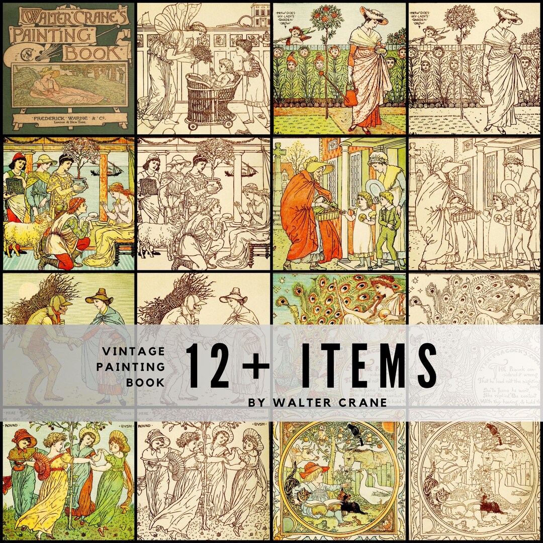 Walter Crane’s Painting Book – Victorian Coloring Pages + High-res TIFF ...
