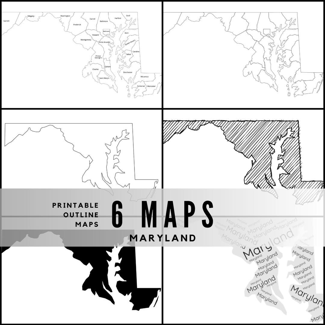 Printable Maryland Maps / State Outline and Labeled Geography Sheets ...
