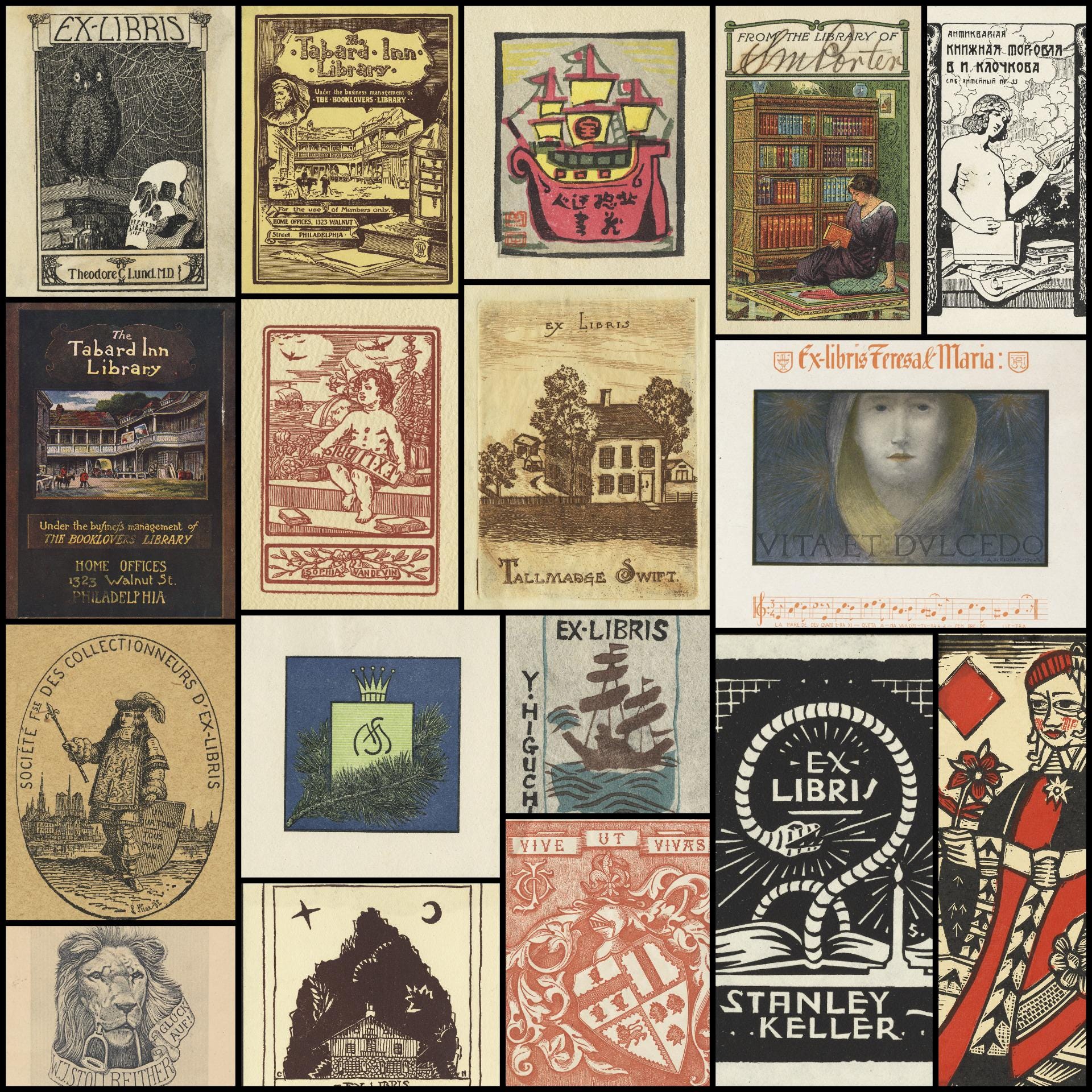 Ex Libris Prints / 1900+ Antique Bookplate Designs / Vintage Ownership ...