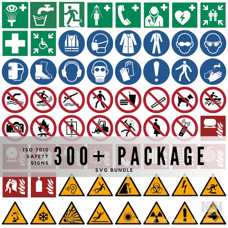 ISO 7010 Safety Signs SVG Bundle: 300+ Hazard Symbols (digital Download ...