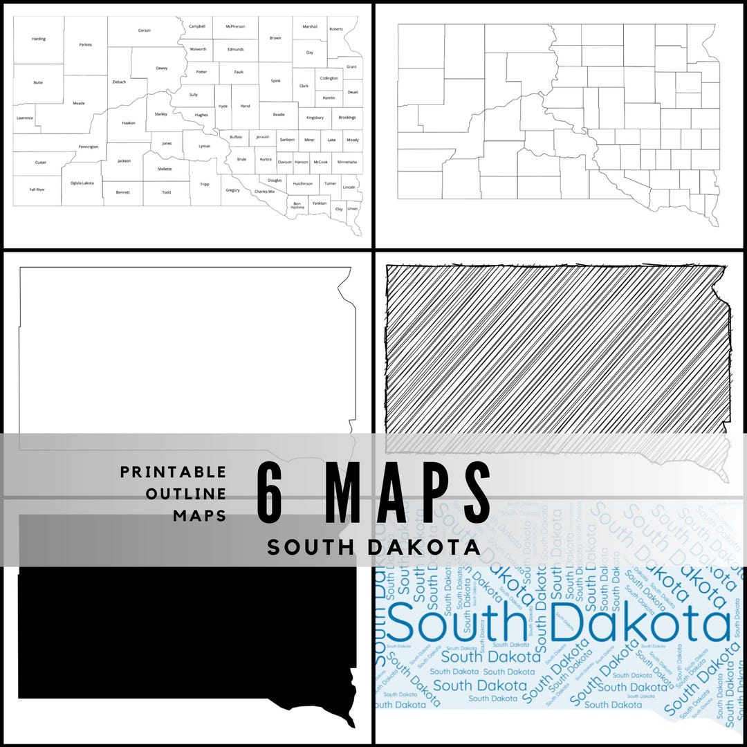 Printable South Dakota Maps / State Outline and Labeled Geography ...