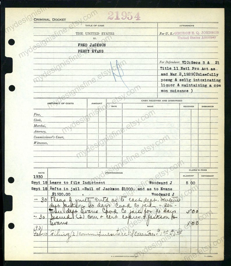 100 Vintage Criminal Records / 1930s Police Rap Sheets for Junk ...