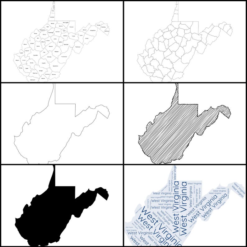 Printable West Virginia Maps / State Outline and Labeled Geography ...