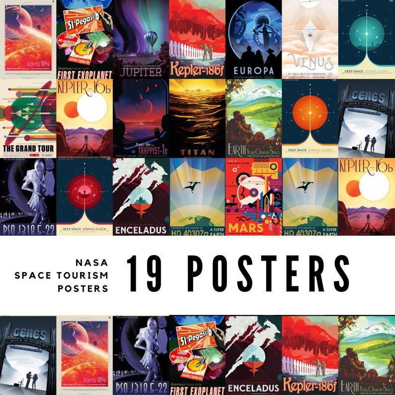 NASA Space Tourism Poster Set: 19 Retro Sci-fi Prints (digital Download) - Etsy
