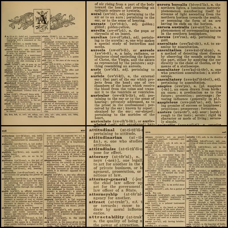 Vintage Dictionary Pages A-D: High-resolution Digital Ephemera (270 ...