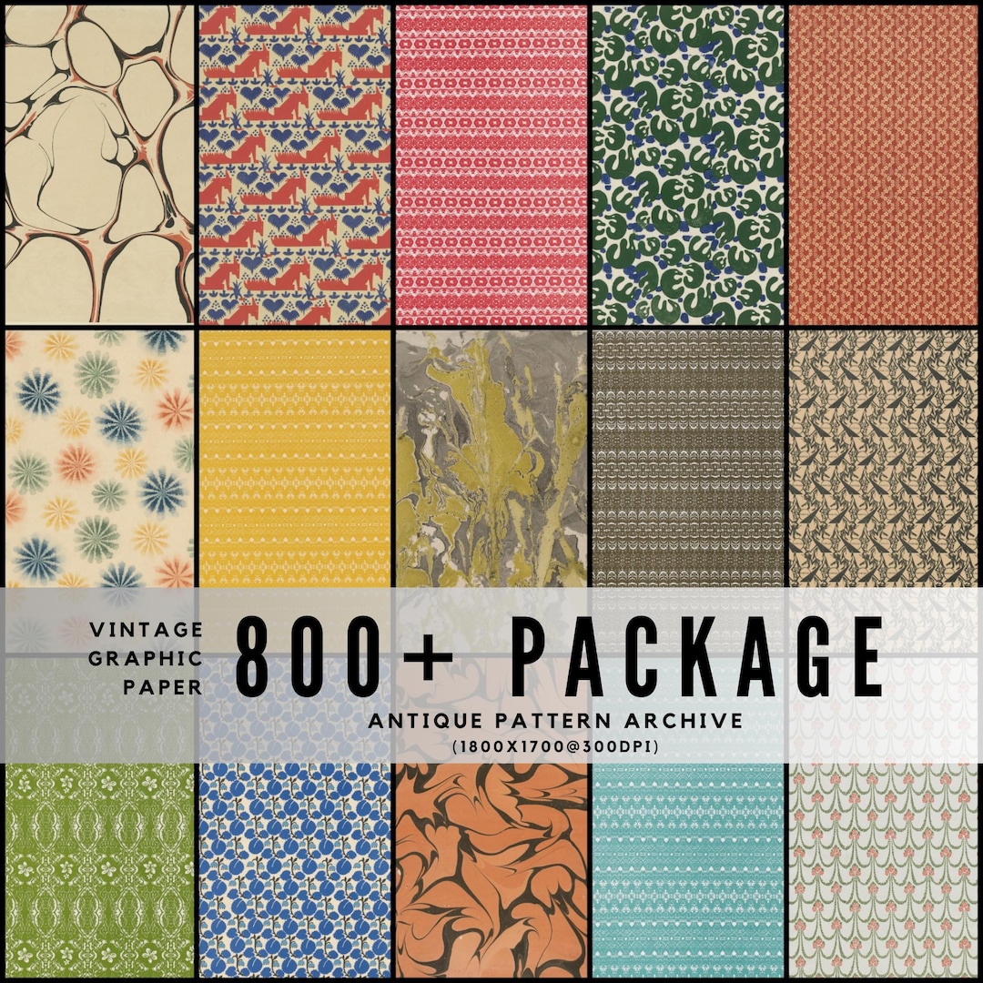 800+ Vintage Graphic Papers / Antique Design Sheets / Printable ...