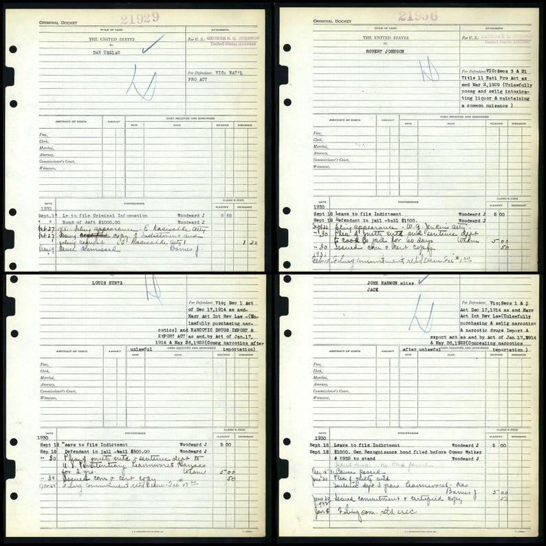100 Vintage Criminal Records / 1930s Police Rap Sheets for Junk ...