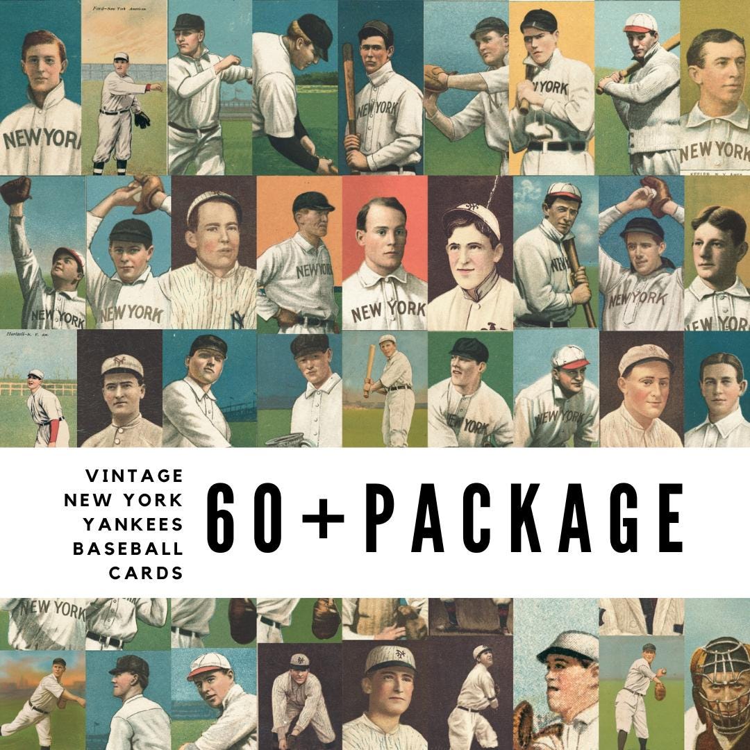 60+ Vintage New York Yankees Baseball Cards / High-quality Digital ...