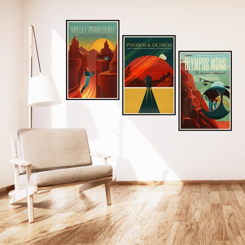3 Poster Pack >>> Retro Space Tourism Poster - Vintage NASA Spacex ...