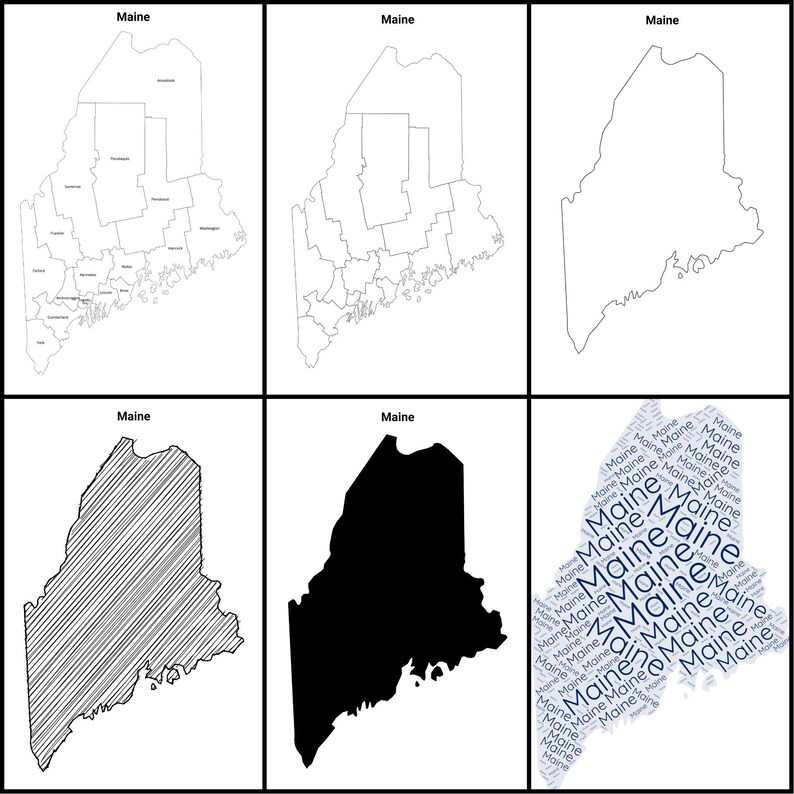 Printable Maine Maps / State Outline and Labeled Geography Sheets ...