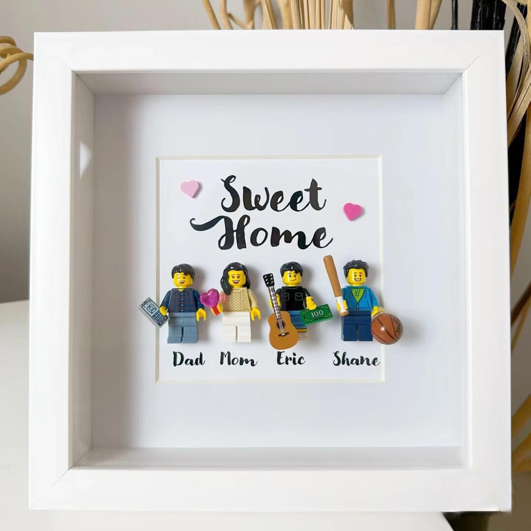 Family Frame 4 Mini Figure Frame Personalised Family Minifigure Frame ...